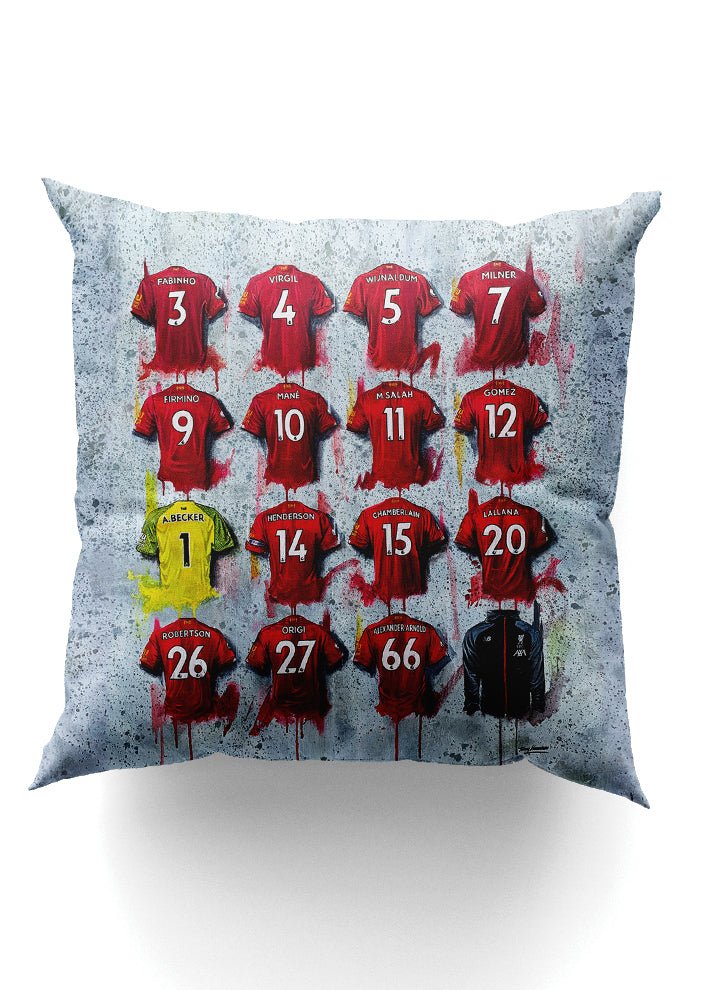 Liverpool Champions FC Football Shirts Cushion – Terry Kneeshaw Art
